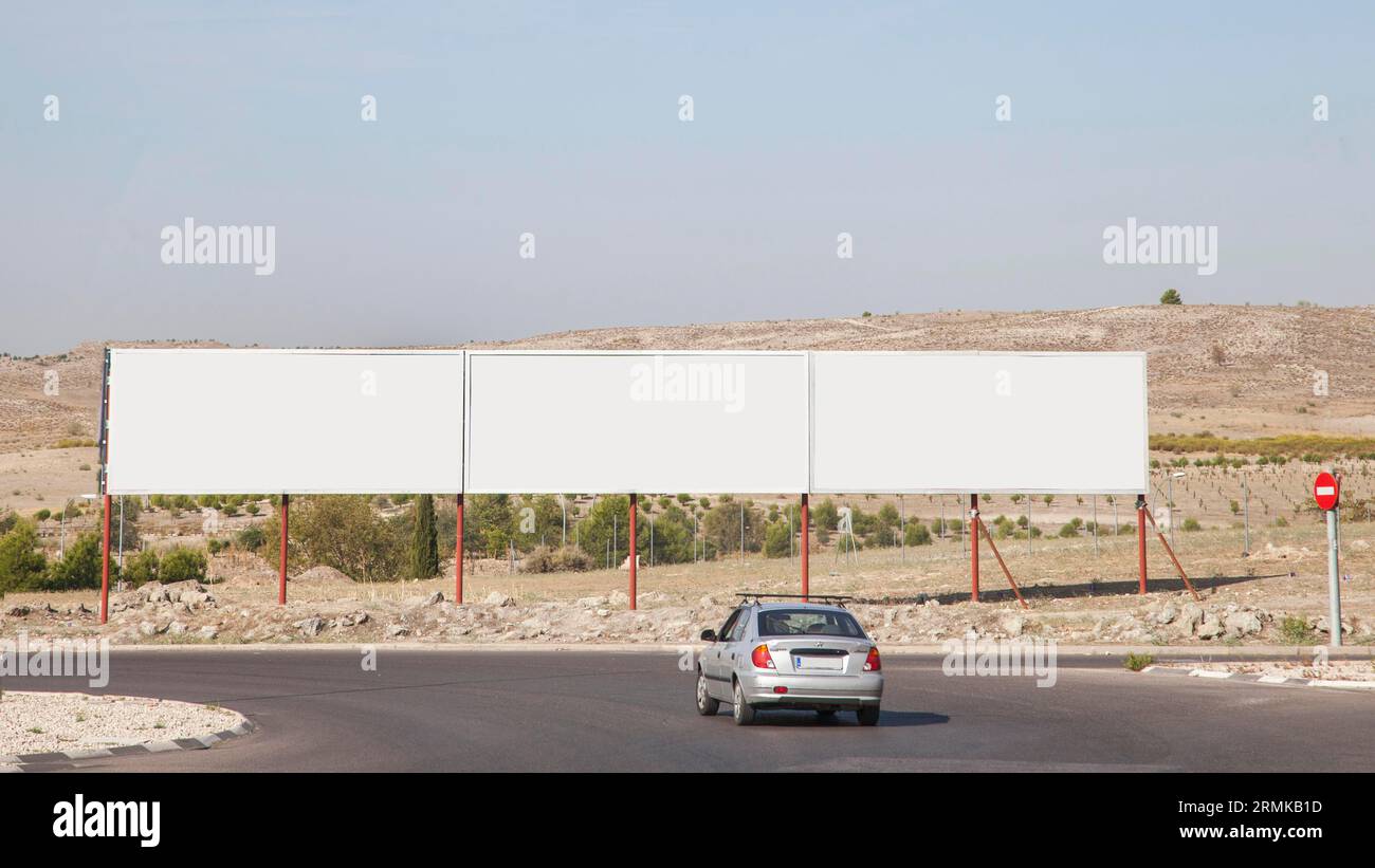 Blank advertising billboards near highway Stock Photo - Alamy