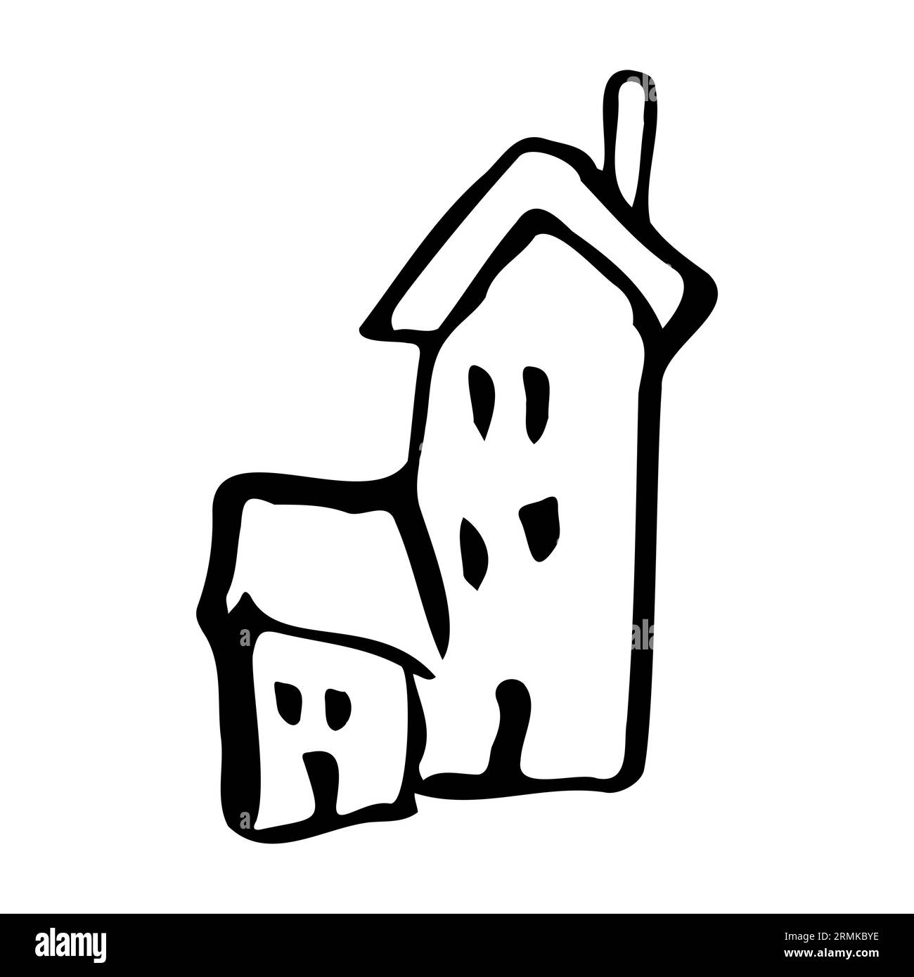 Whimsy hand drawn house vector motif for rural residential clipart ...