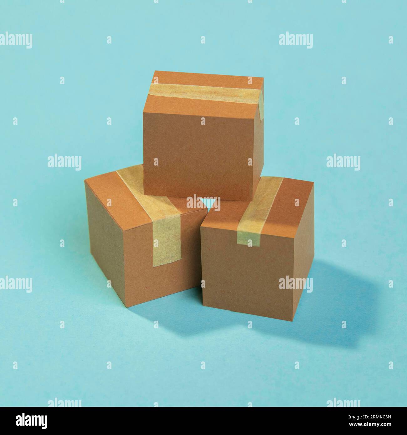 High angle cardboard boxes arrangement Stock Photo - Alamy