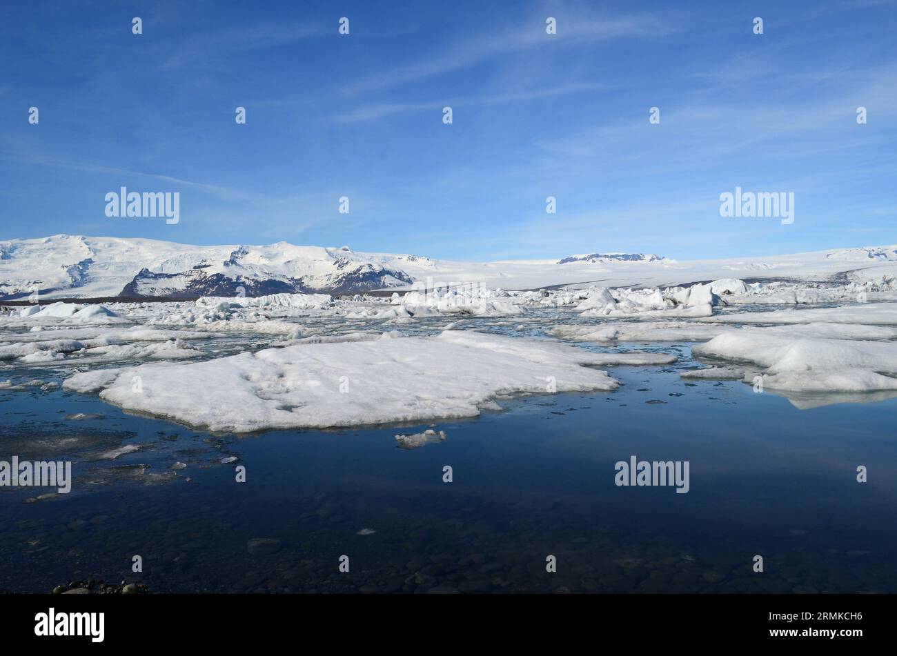 Scenic glacial views with climate change beginning the snow melt Stock ...