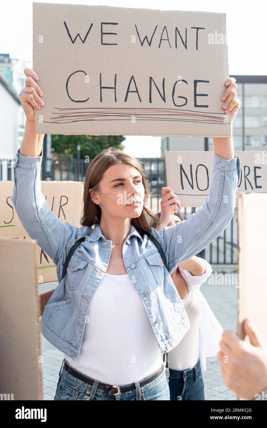 People demonstrating together change Stock Photo - Alamy