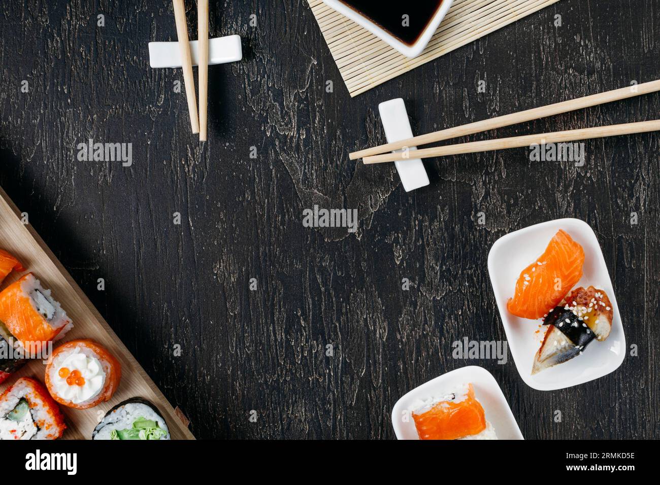 Top view traditional japanese sushi with copy space Stock Photo - Alamy