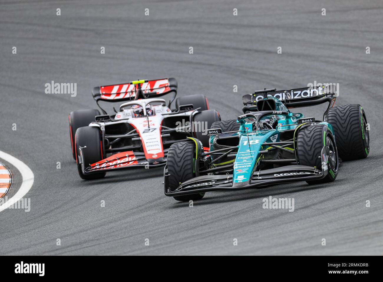 Lance Stroll 18 (CAN), Aston Martin AMR23 leads Nico Hulkenberg (27 ...