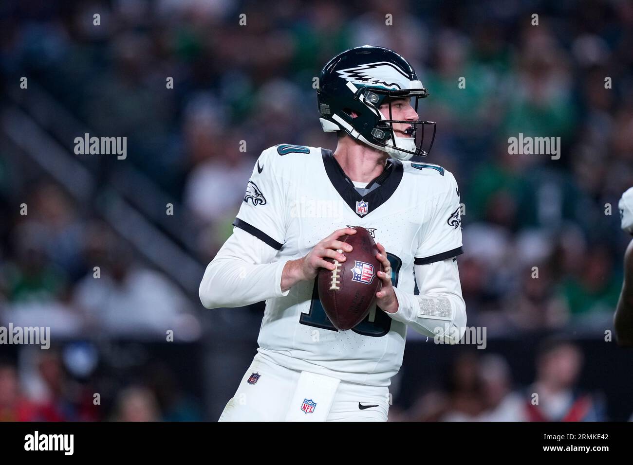Philadelphia Eagles' Tanner McKee in action during an NFL football game ...