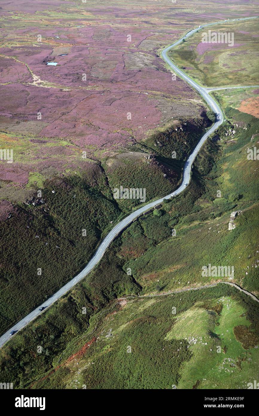 Aerial view of the A59 Skipton Road at Hall Beck, Blubberhouses. This ...