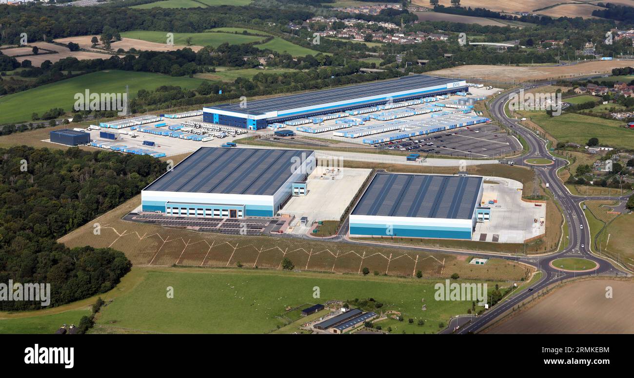 aerial view of the new EVRI Distribution Centre on the M1 Motorway at ...
