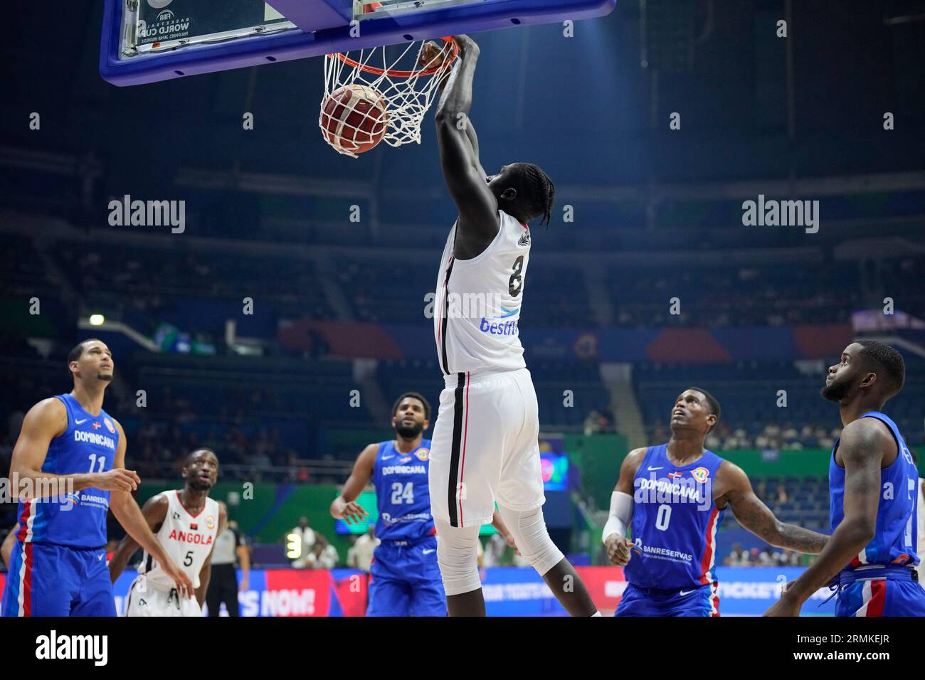 Angola center Jilson Bango (8) dunks the ball during their Basketball ...