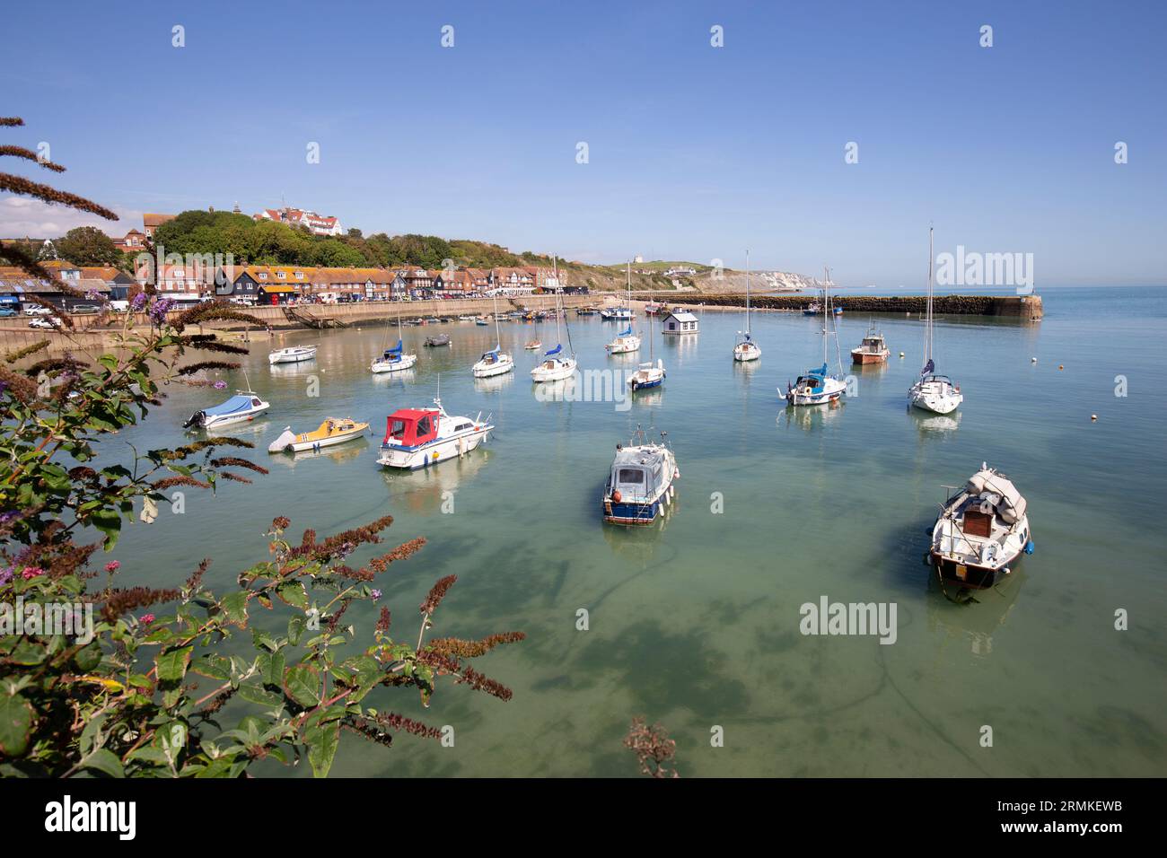 Small boats in the harbour at Folkestone Kent England UK Stock Photo ...