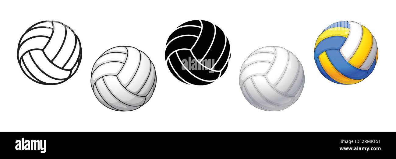 classic volleyball beach volley ball set of 5 simple vector isolated on ...