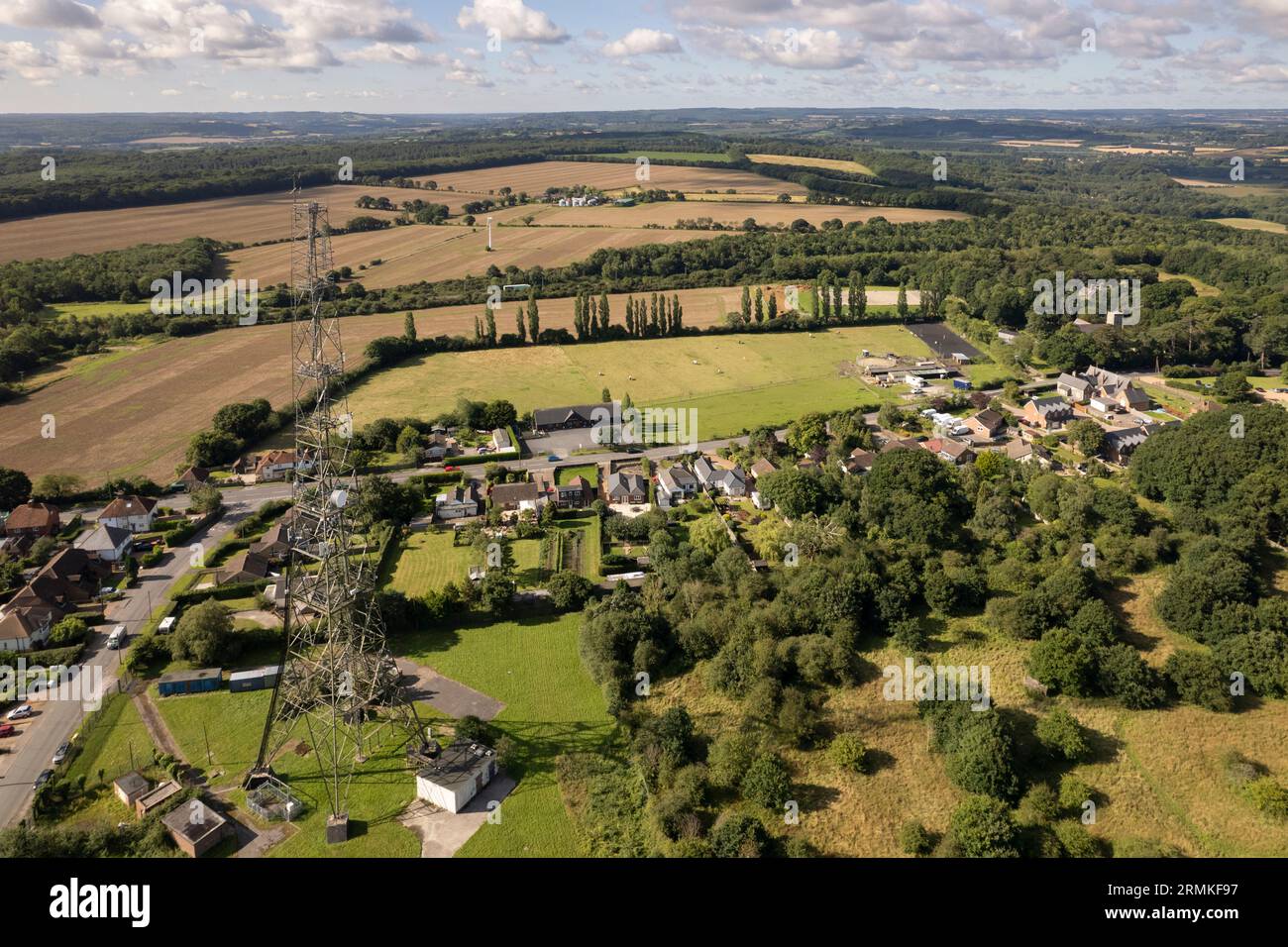 Aerials view of the fomer RAF radar station at Dunkirk in Kent England ...