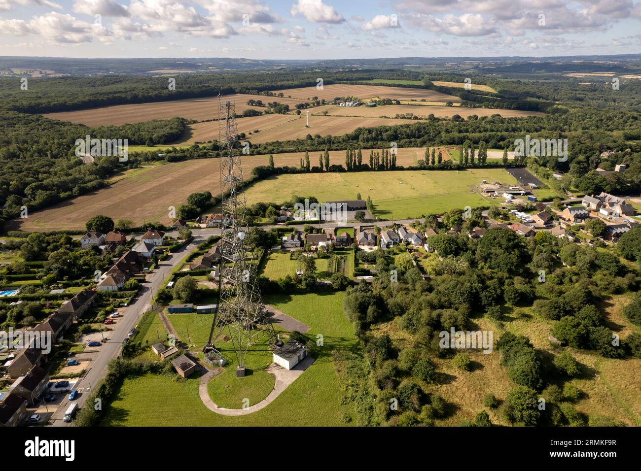 Aerials view of the fomer RAF radar station at Dunkirk in Kent England ...