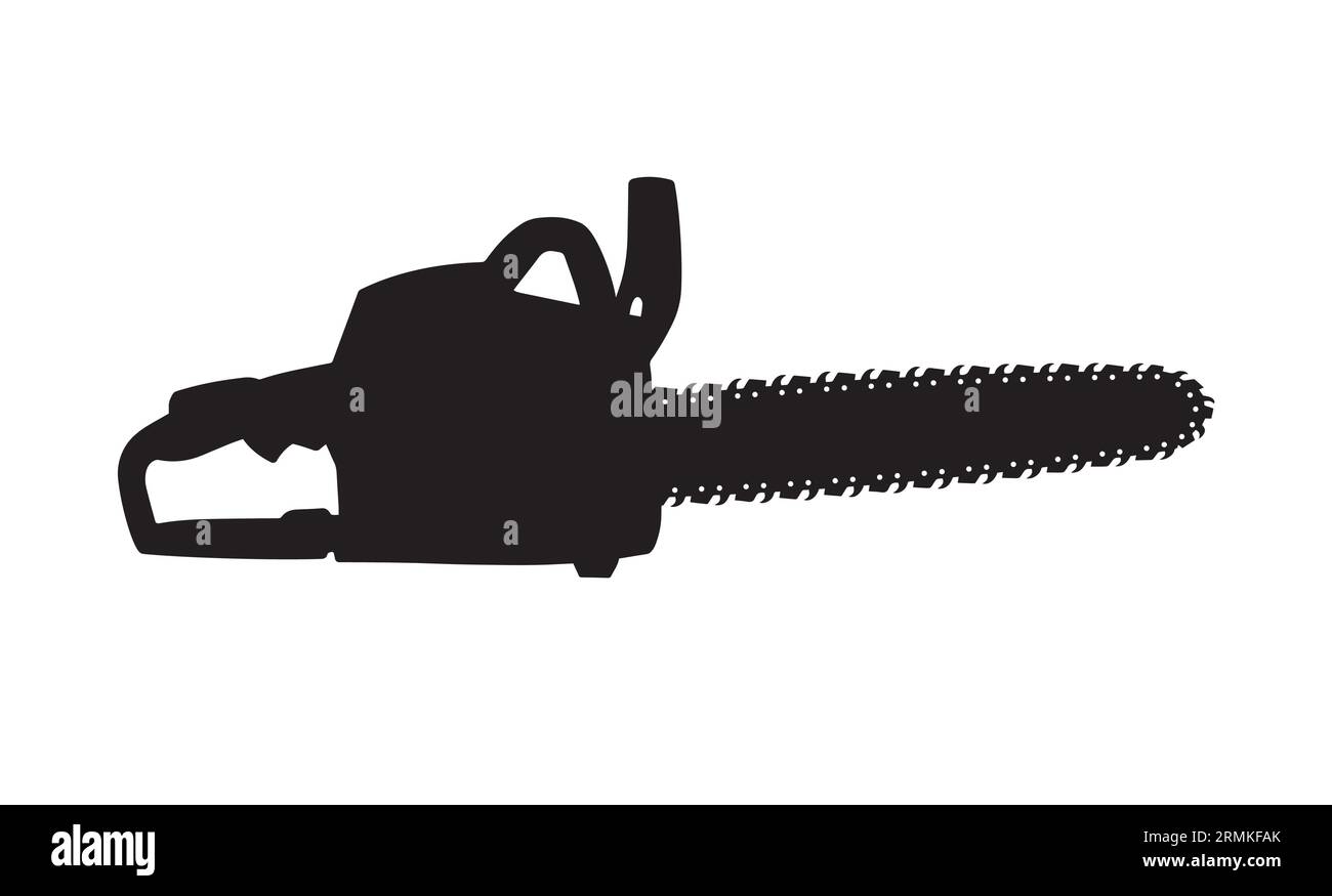 chainsaw simple silhouette side view icon symbol vector isolated on ...