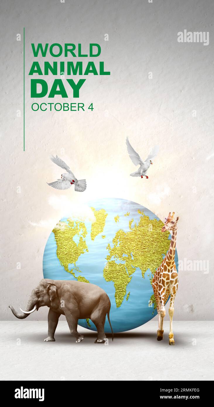 Wildlife animal and earth. World Animal Day concept Stock Photo - Alamy
