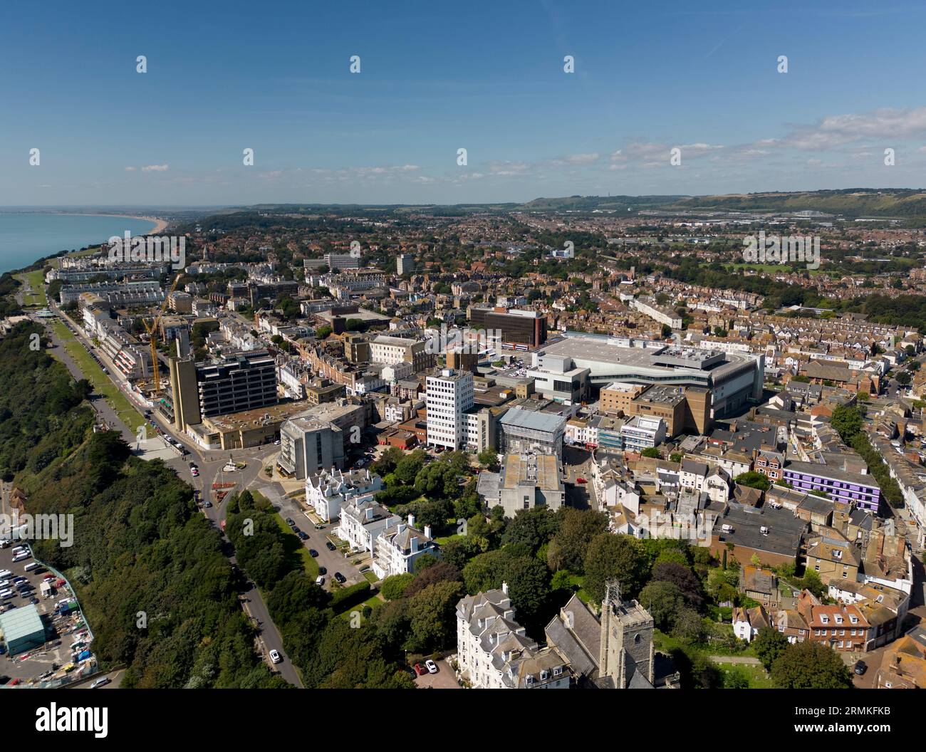 Aerial view of the centre of Folkestone in Kent England UK Stock Photo ...