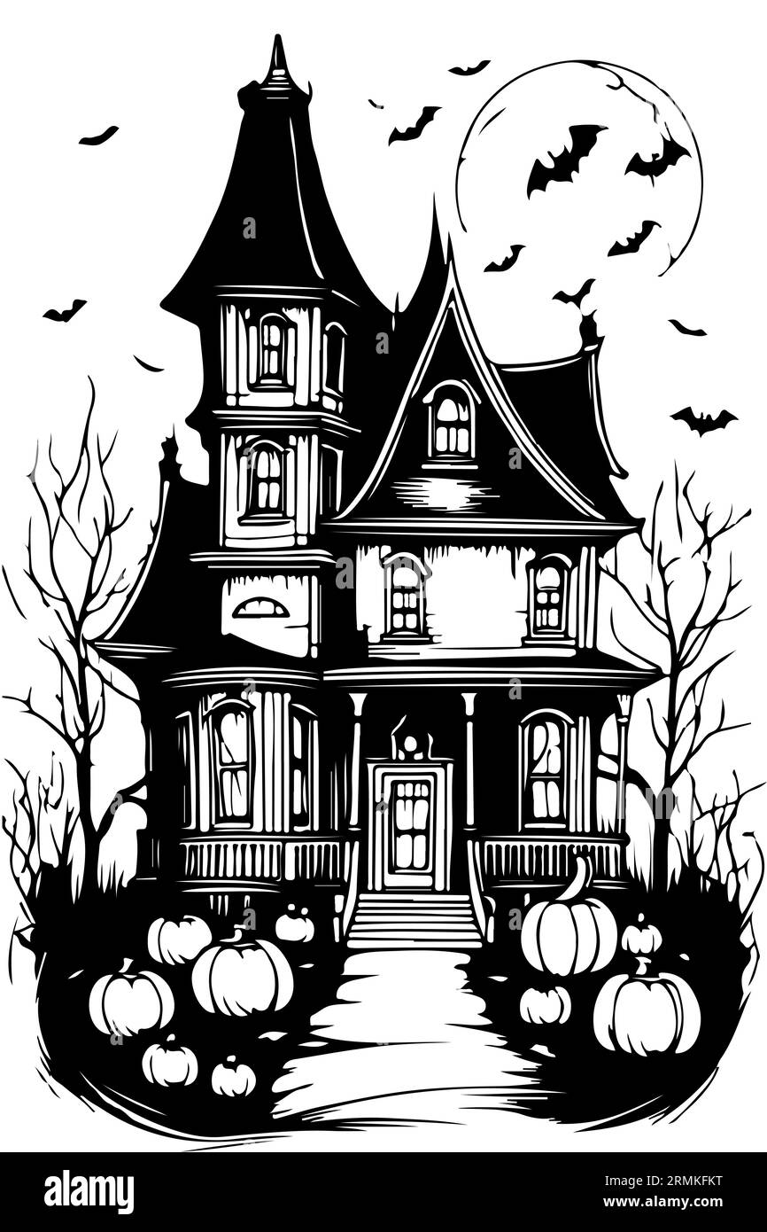 Haunted House Clip Art Black And White