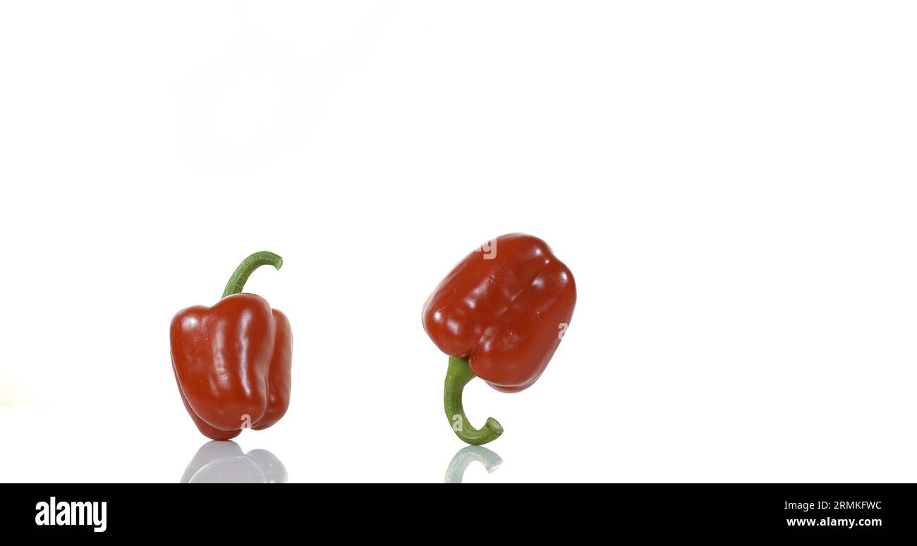 Red Sweet Pepper, capsicum annuum, Vegetable falling and Breaking ...