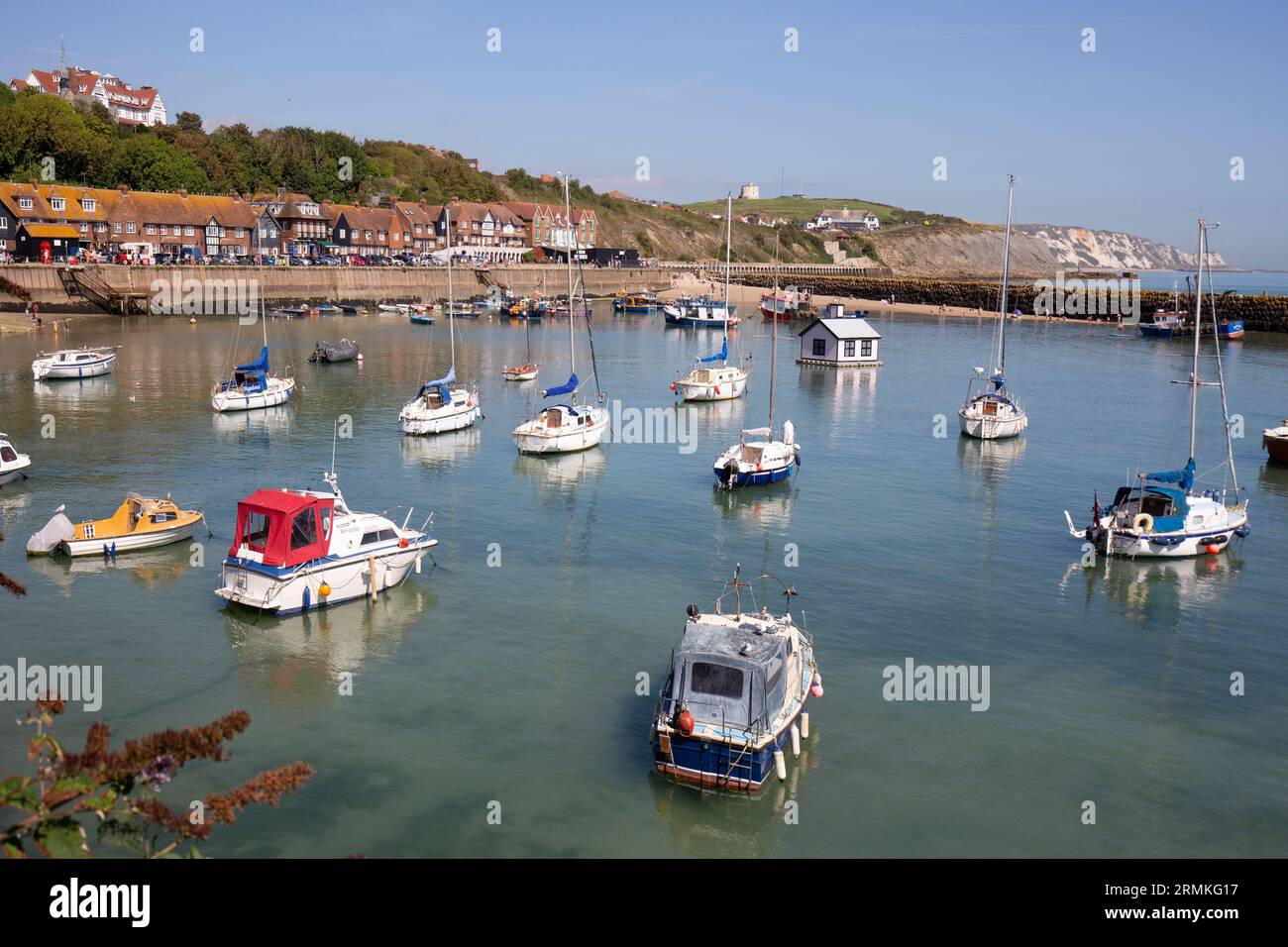 Small boats in the harbour at Folkestone Kent England UK Stock Photo ...