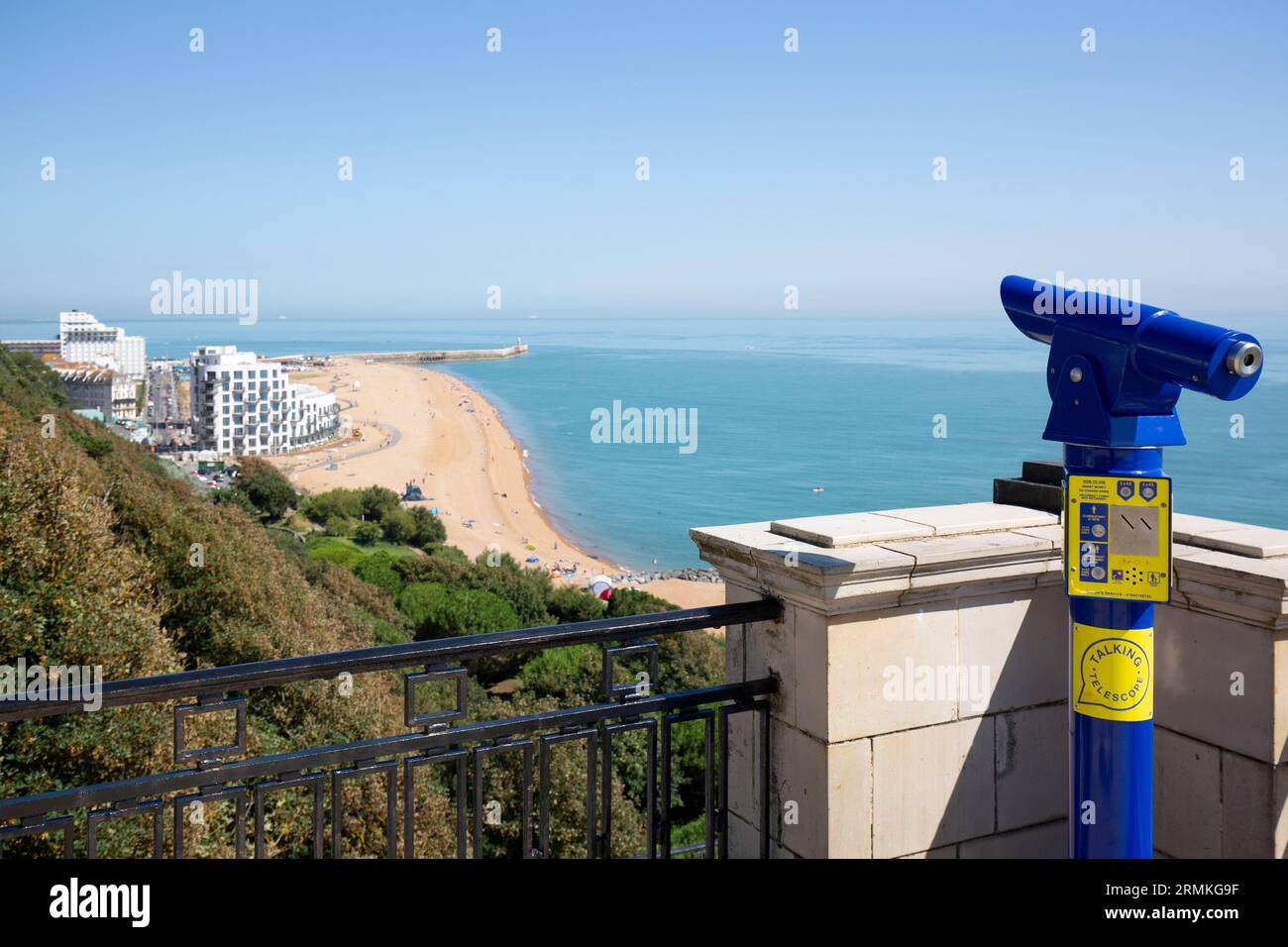 Viewing point at the Leas Folkestone Kent UK of the the beach and ...