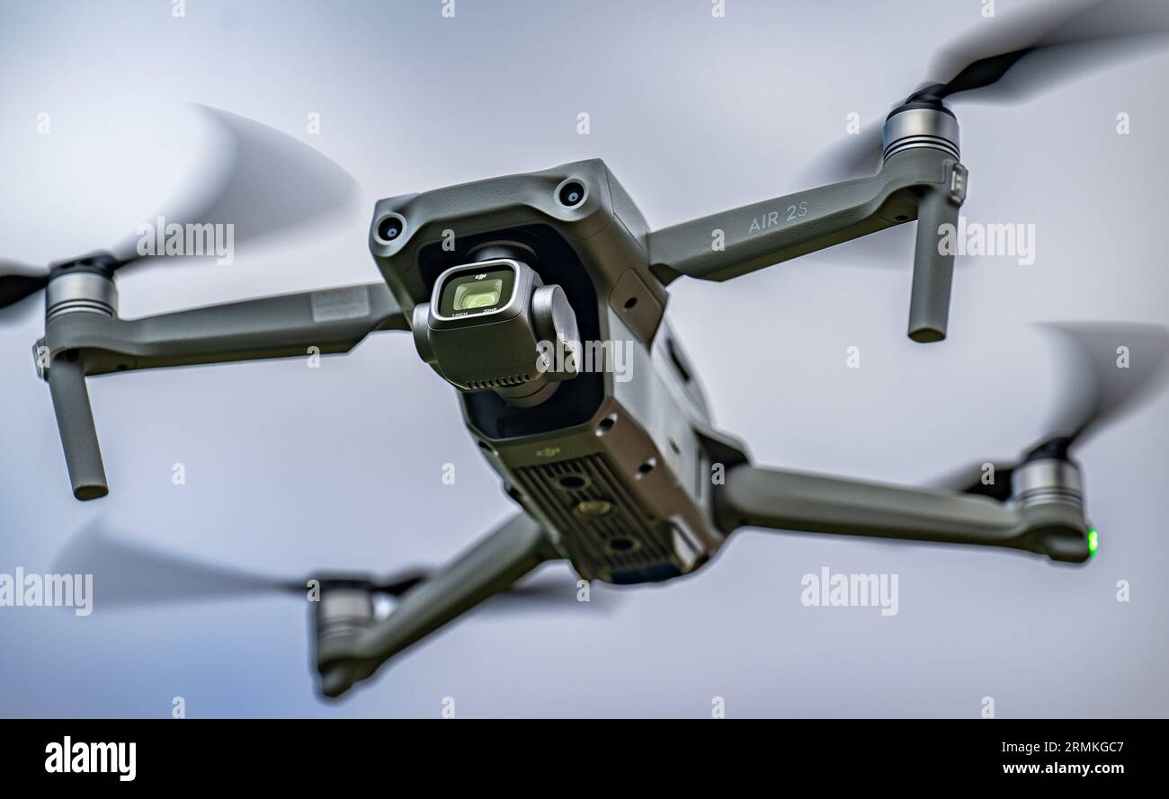 A DJI Air 2S Drone in flight against the sky Stock Photo - Alamy