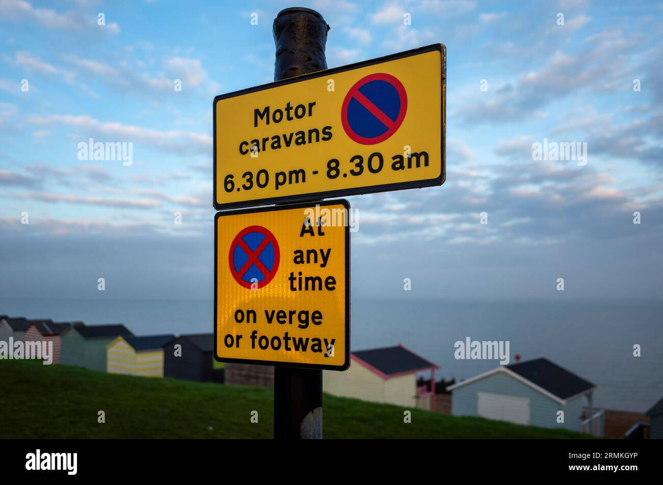 UK waiting parking restriction sign in Whitstable Kent Stock Photo - Alamy