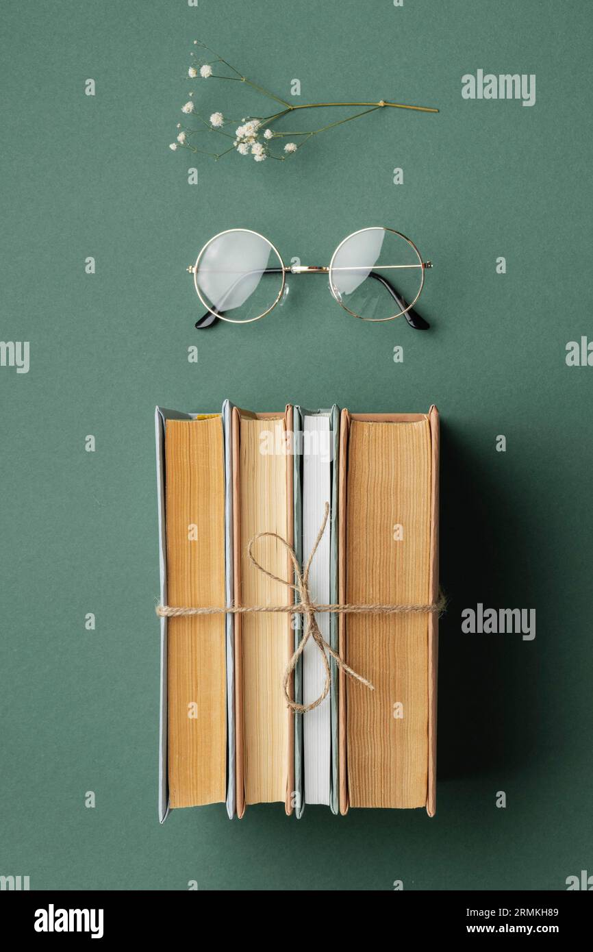 Creative composition with books flower 2 Stock Photo - Alamy