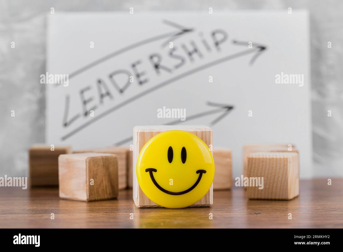 Front view wooden blocks with leadership Stock Photo - Alamy