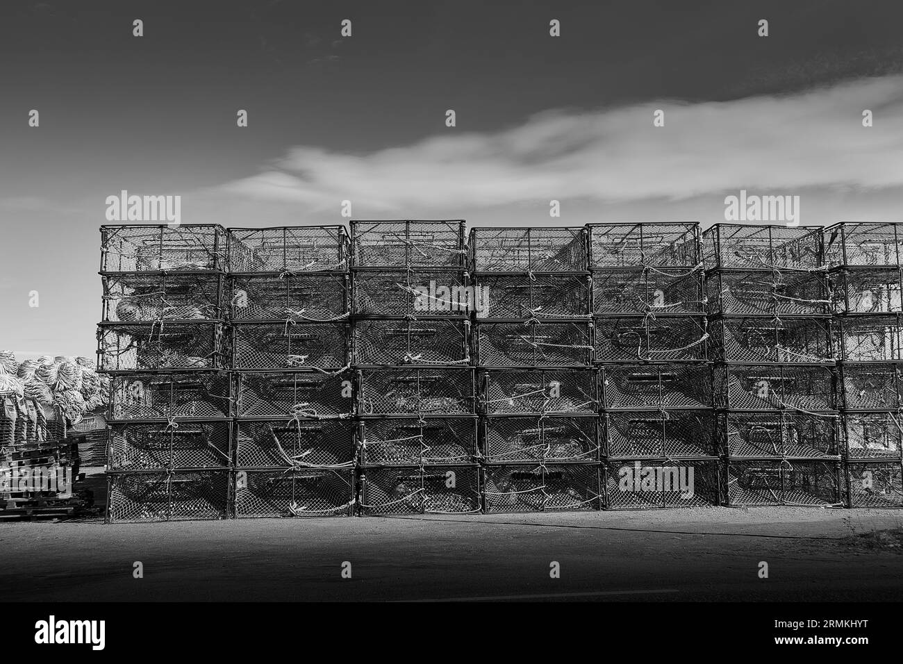 Black and white photo of box crab traps hi-res stock photography and ...