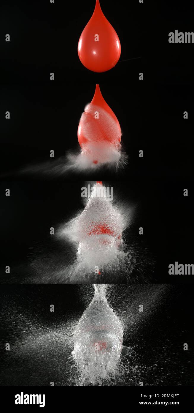 Shot Breaking Water Filled Red Balloon Stock Photo - Alamy