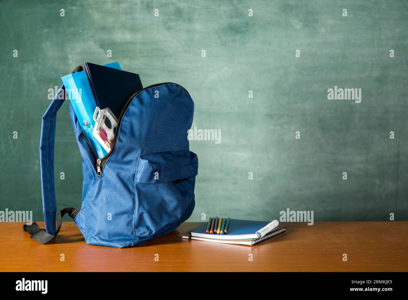 Open knapsack with stationery watercolors Stock Photo - Alamy