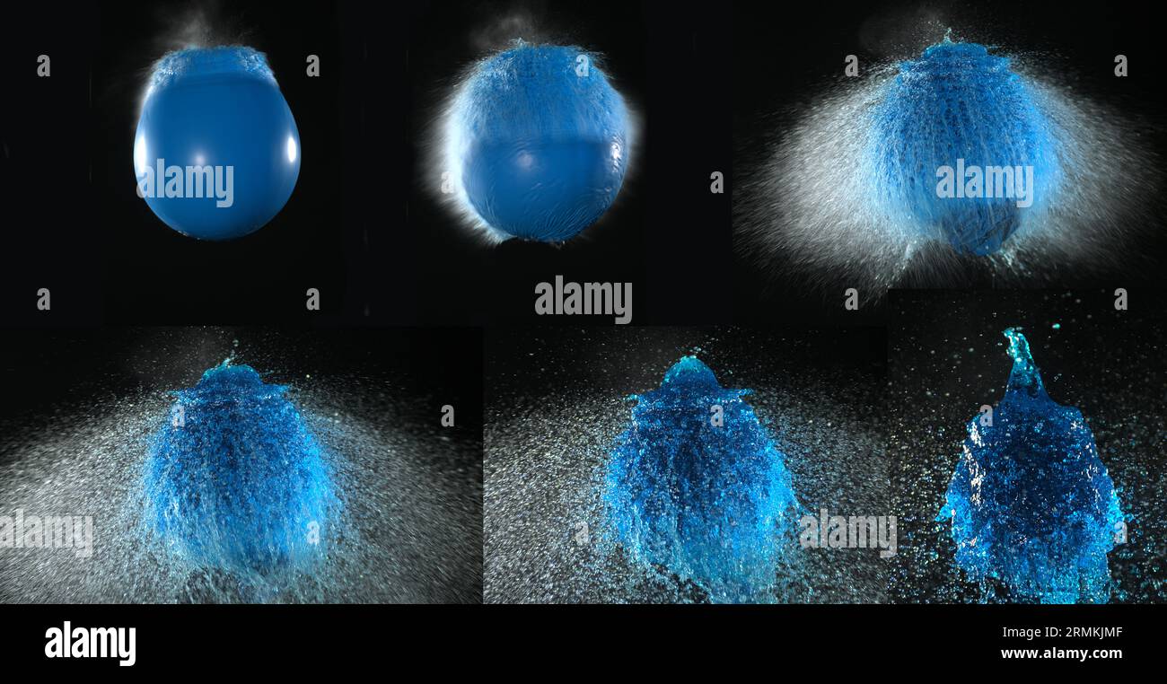 Shot Breaking Water Filled blue Balloon Stock Photo - Alamy