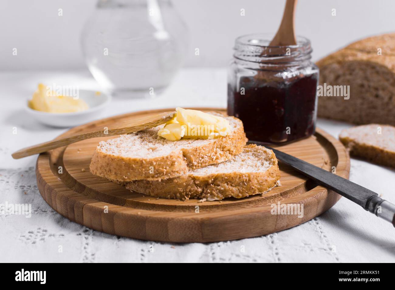 Bread butter still life studio plate hi-res stock photography and ...