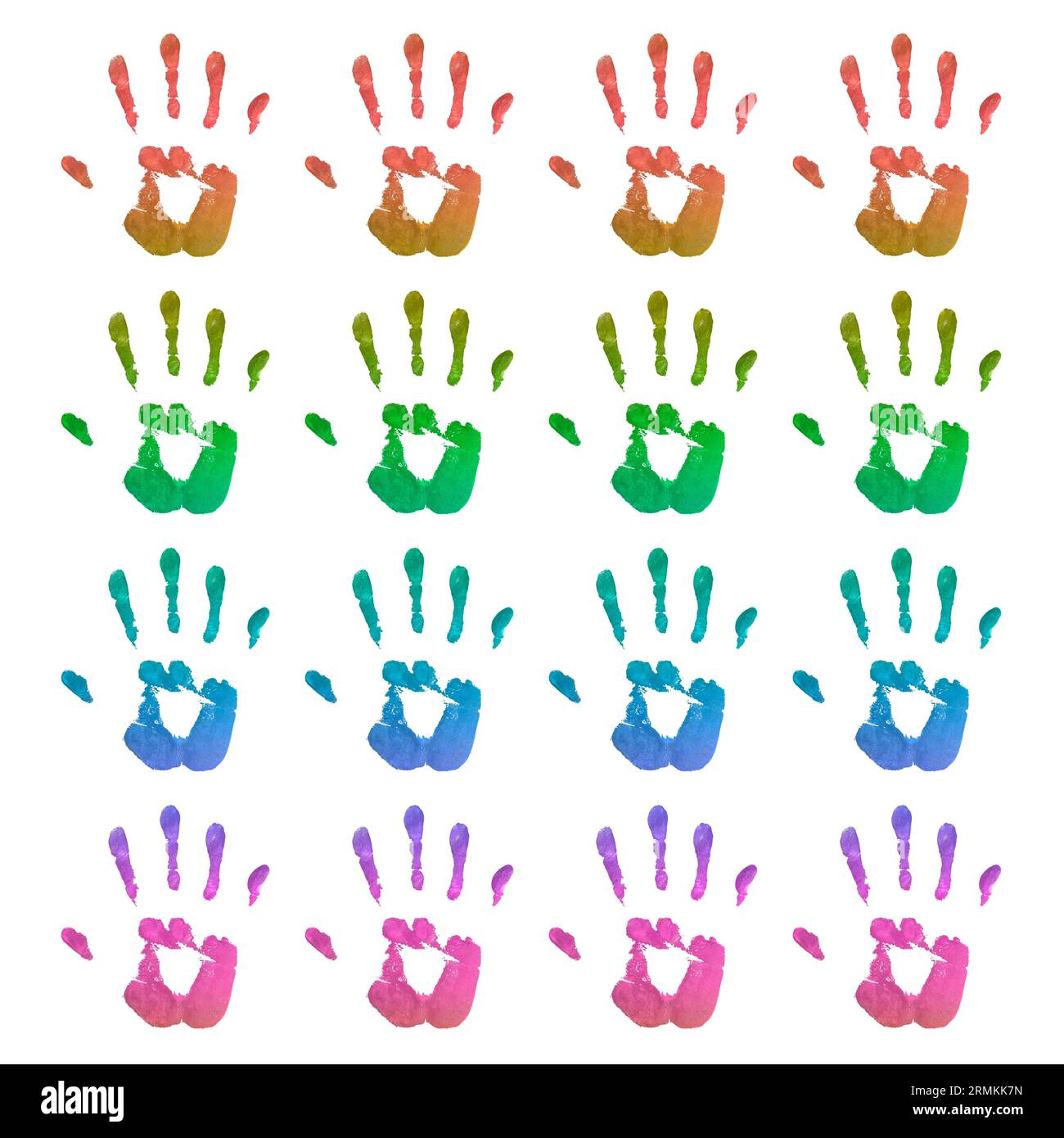 Set bright handprints Stock Photo - Alamy