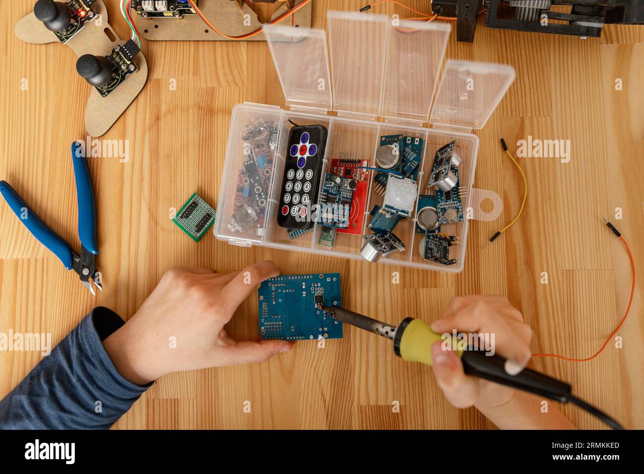 Top view components making robot Stock Photo - Alamy