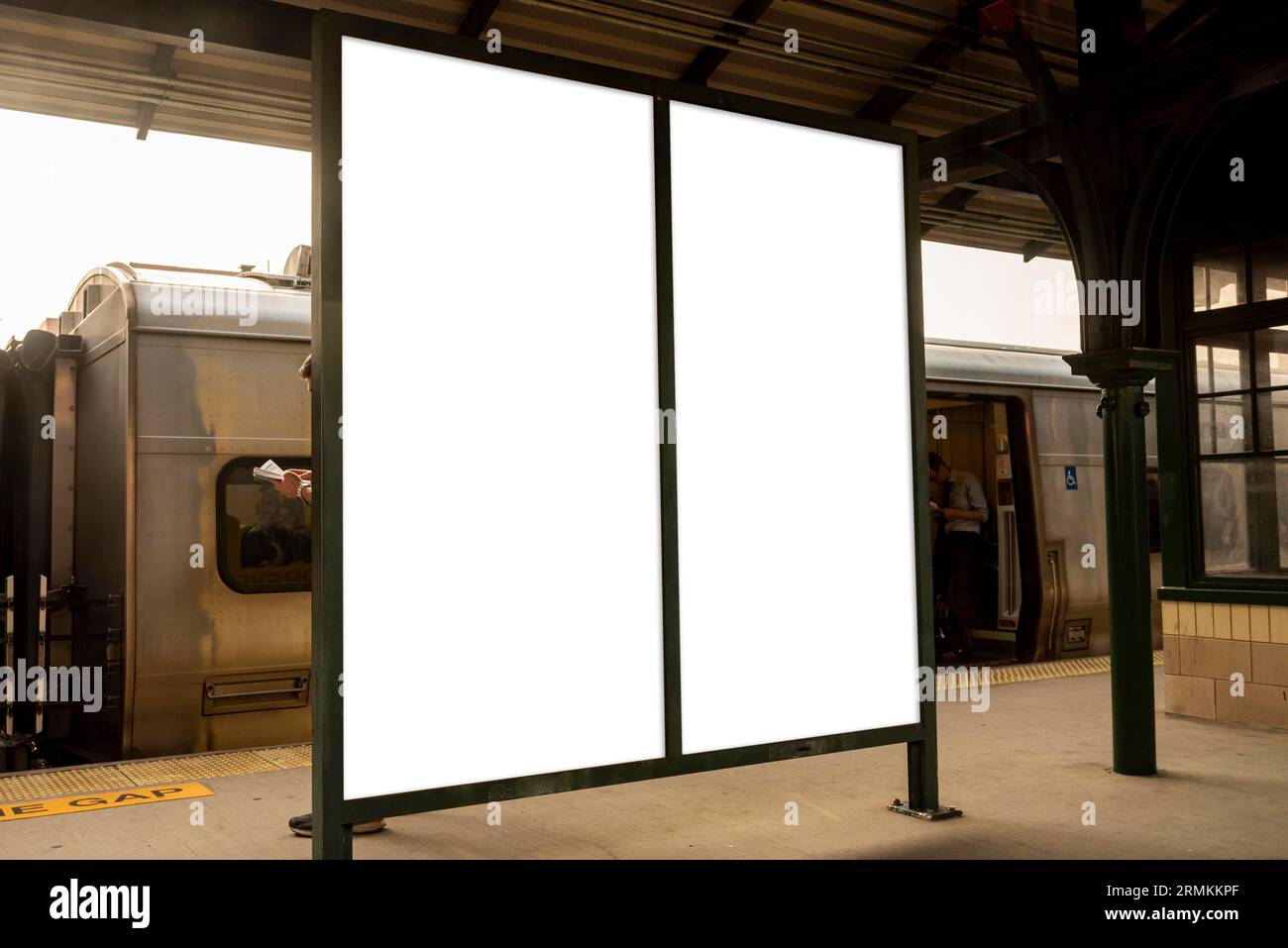 Two mock up billboards train station Stock Photo - Alamy