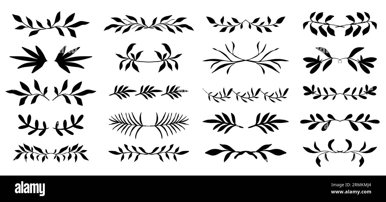 Floral dividers set Hand drawn leaf borders decor Stock Vector Image ...