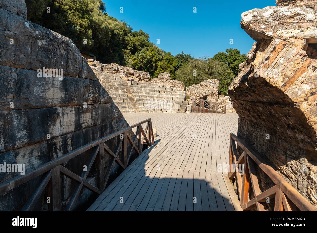 Entrance to the theater and amphitheater in the archaeological ruins of ...