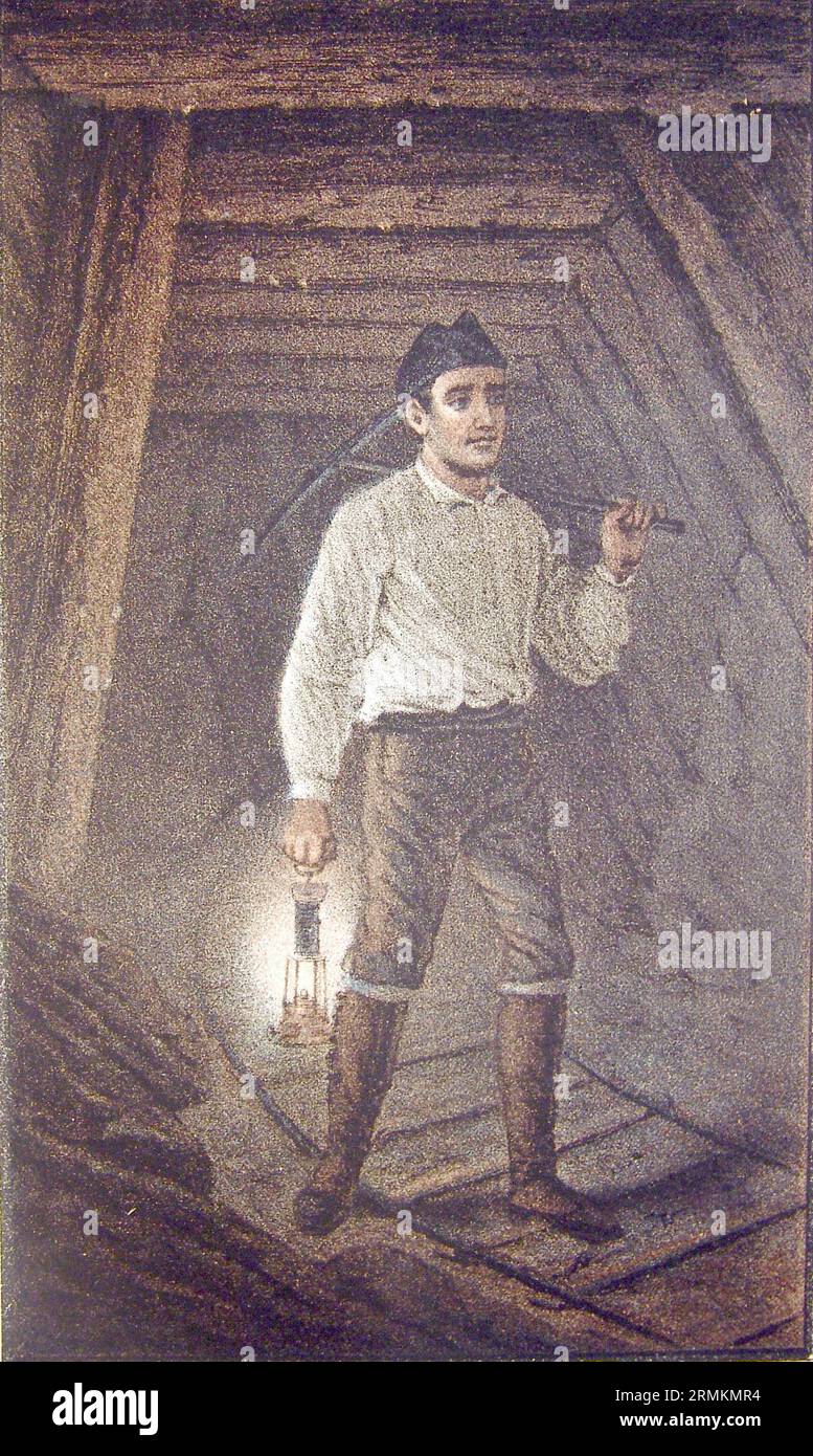 History...of lighting in the mines, 1880 Stock Photo - Alamy