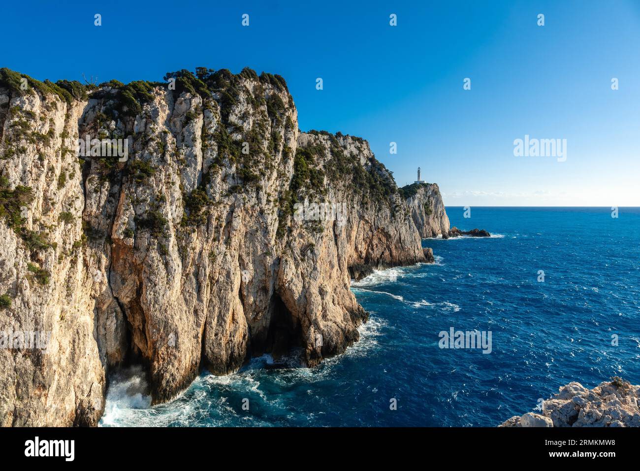 Landscape at the Lighthouse or Cape Ducato Lefkas in the southern area ...