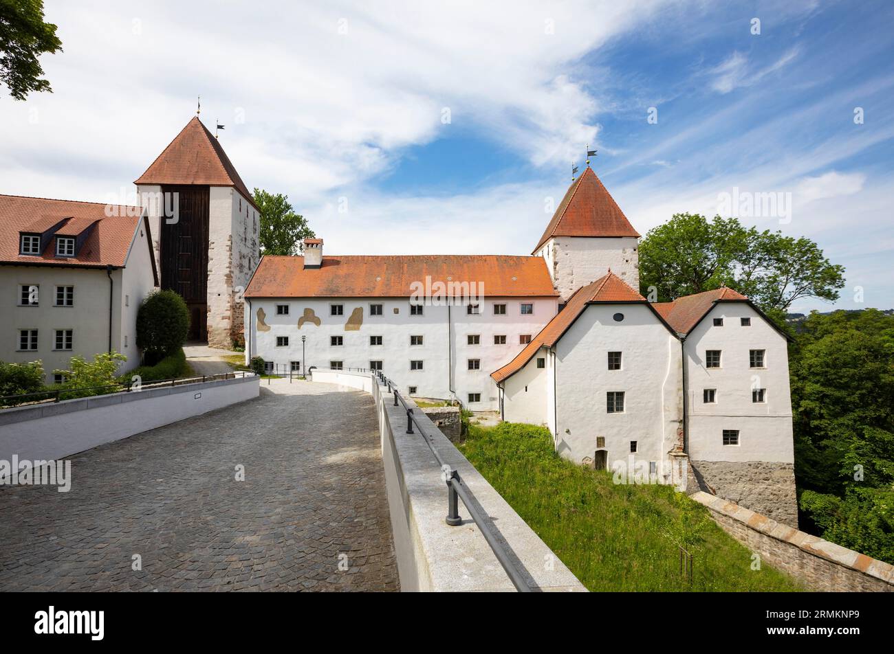 Stone bridge with castle stable building, Neuburg am Inn Castle ...