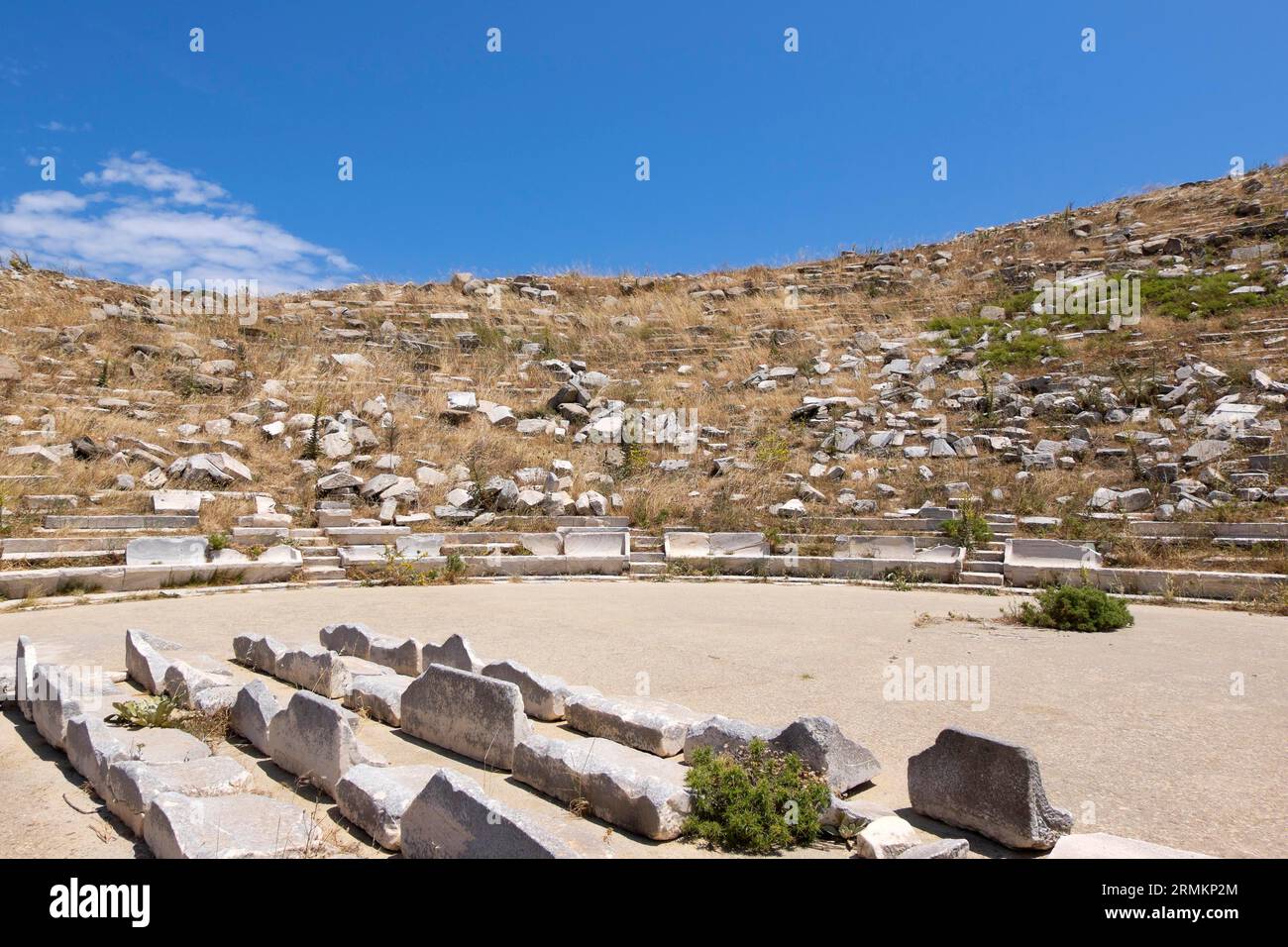 Ruins of the theatre in the ancient city of Delos, Delos Island ...