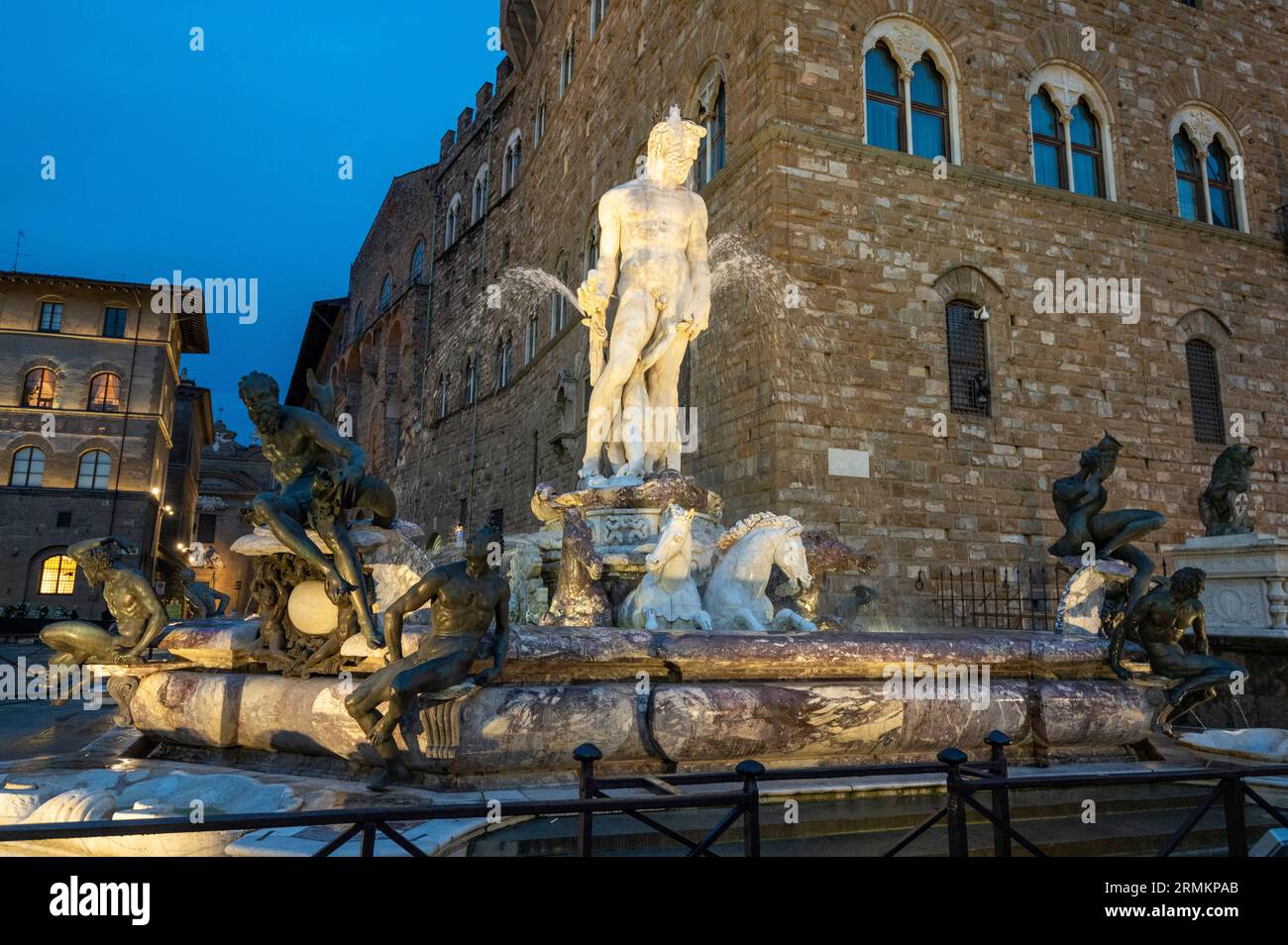 A 16th-century Roman sea god, Neptune, mounted on a shell-shaped ...