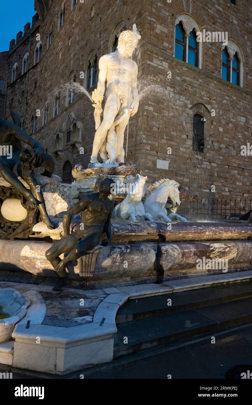 A 16th-century Roman sea god, Neptune, mounted on a shell-shaped ...