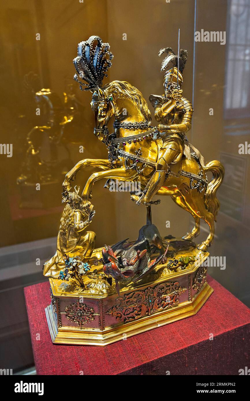 Drinking game, St. George as dragon slayer, work by Jakob Miller ...