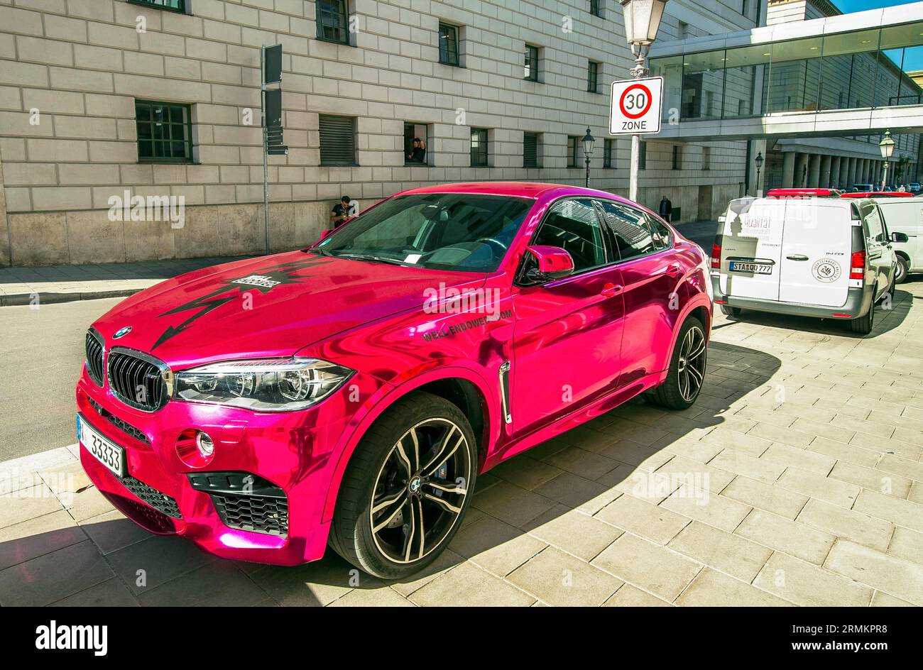Car in extreme metallic colour, number plates changed, Munich, Upper ...