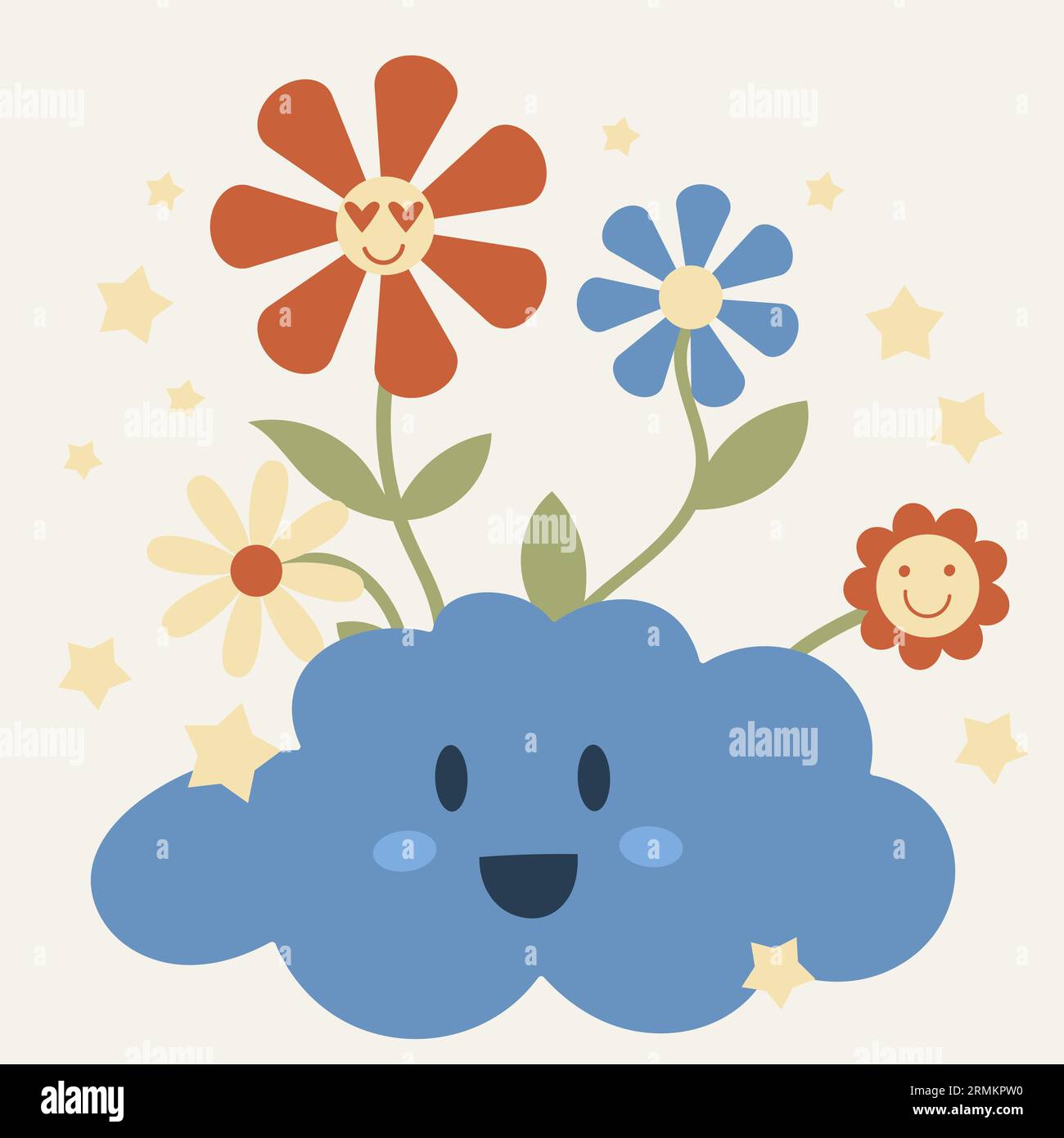 Groovy Flowers Illustration Stock Vector Image & Art - Alamy