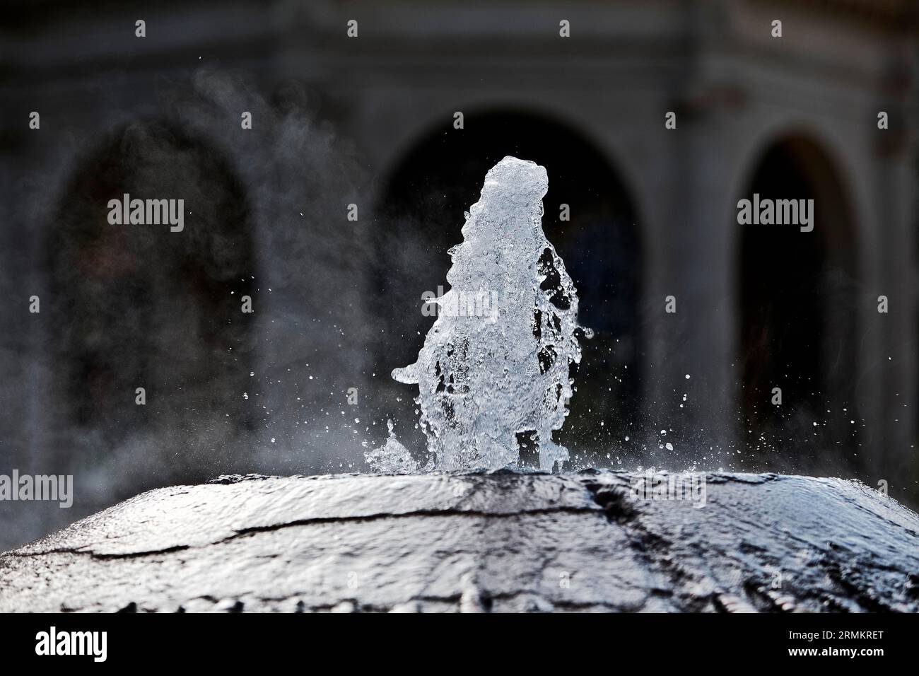 Kochbrunnenspringer, hot sodium chloride thermal spring in front of the ...