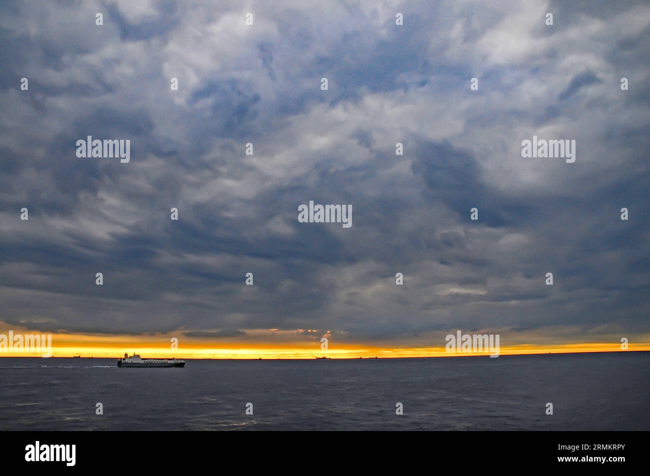 Cargo ship on the English Channel in the North Sea off Rotterdam ...