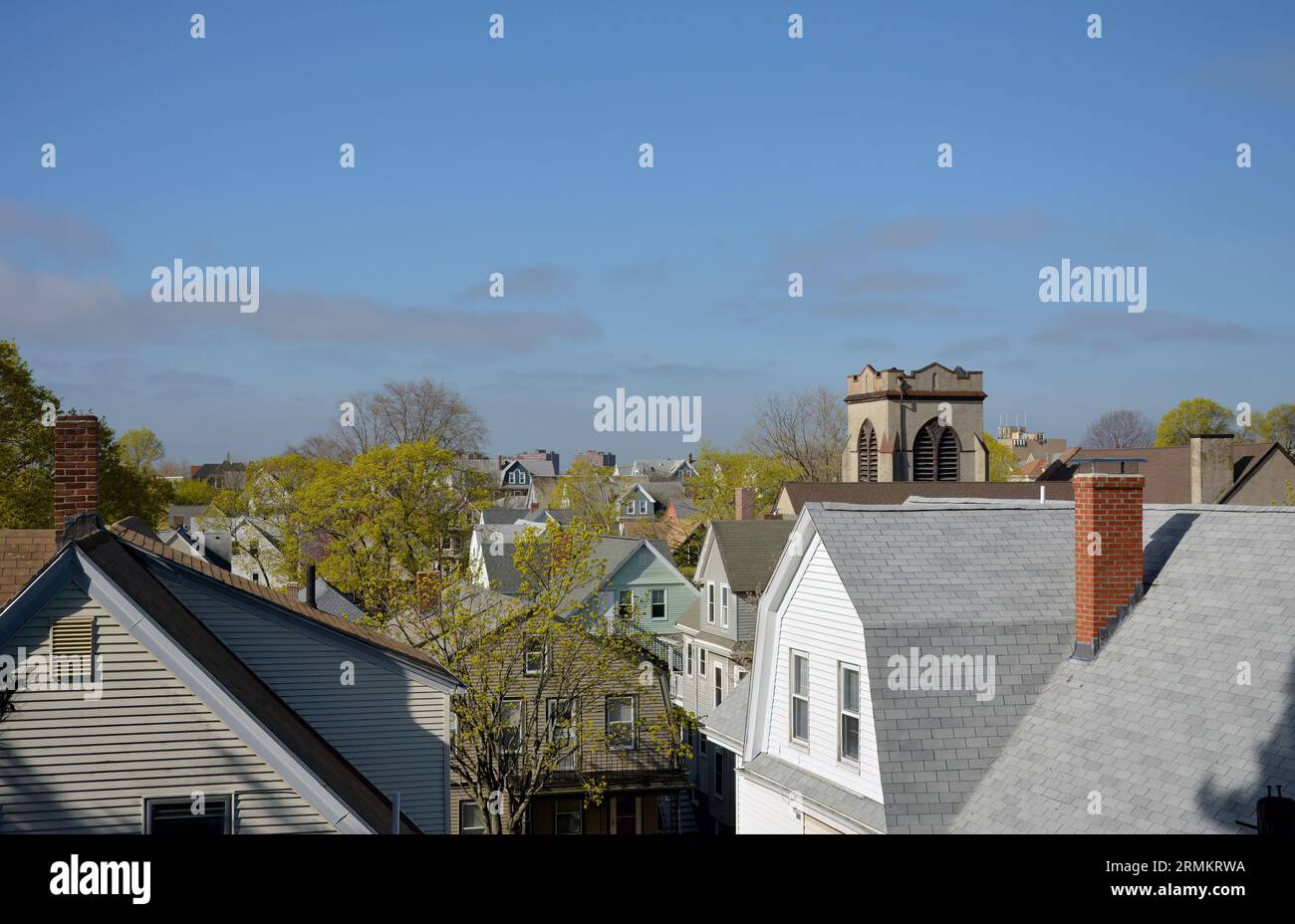 Rooftops in Medford, Massachusetts, northwest of downtown Boston Stock ...
