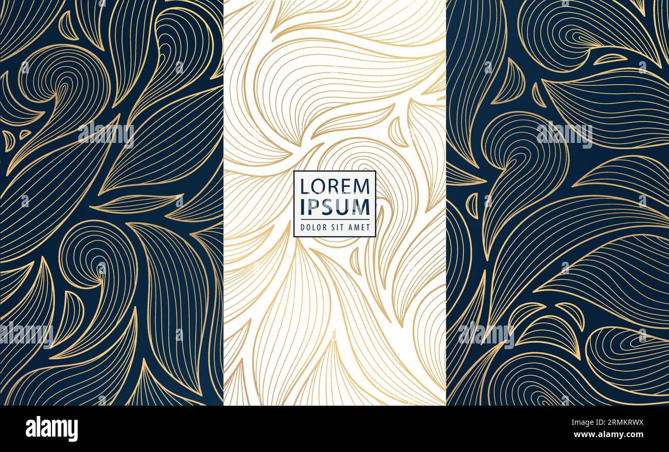 Set of vector art deco labels, frames, wedding invitations, packaging ...