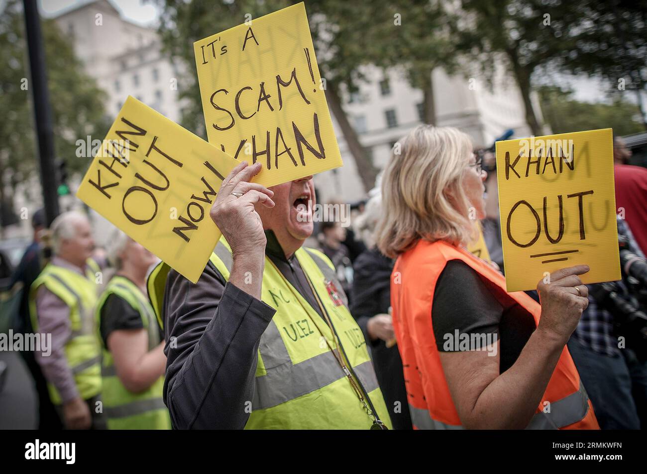 London, UK. 29th August 2023. Protesters from Stop ULEZ Coalition ...